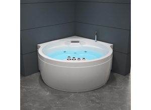 4058166241795 - Whirlpool - galos - Weiß Maße 149 x 149 x 64 cm - inkl Wasserfall Lichttherapie und Handbrause i Eckwanne für 2 Personen Indoor Badewanne - Home