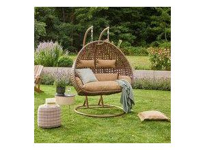 4260255526786 - HOME DELUXE Polyrattan Hängesessel TWIN - Braun