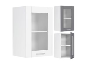 4051814430145 - Küchenschrank Breite 40 cm Glastür Hängeschrank Küche Wandschrank Küchenmöbel Landhaus Colura (Farbe Weiß   Anthrazit)