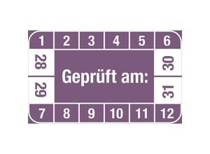 4061466113600 - Mehrjahresplakette Geprüft am LxH 40 x 25 mm VE 10 Stk violett 28 - 31