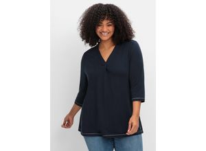 4063137014407 - Große Größen 3 4-Arm-Shirt in leichter A-Linie mit TENCEL™ Lyocell tiefblau Gr48 50