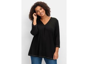 4063137014315 - Große Größen 3 4-Arm-Shirt in leichter A-Linie mit TENCEL™ Lyocell schwarz Gr52 54