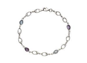 4006046233996 - Armband FASCINATION BY ELLEN K 375 Gold mit Blautopas (beh) und Amethyst Armbänder Gr 19cm Gold weiß Damen Armbänder Silber