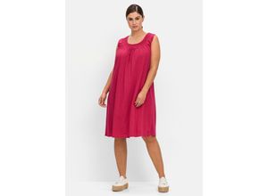 4063137033927 - Große Größen Shirtkleid mit Smok-Einsatz in A-Linie magenta Gr58