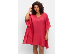 4063137000134 - Große Größen Strandtunika im Poncho-Schnitt leicht transparent magenta Gr44 46