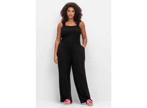 4063137033675 - Große Größen Jumpsuit mit Smok-Oberteil und weitem Bein schwarz Gr52