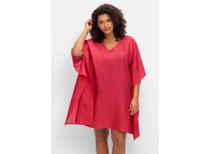 4063137000165 - Große Größen Strandtunika im Poncho-Schnitt leicht transparent magenta Gr56 58