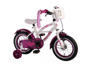 8715347612091 - Volare Heart Cruiser Kinderfahrrad - Mädchen - 12 Zoll - Weiß Lila weiß