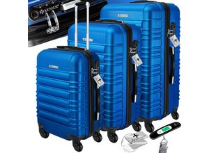 4260635557904 - KESSER® 3tlg Hartschalenkofferset Hartschalenkoffer Reisekoffer Set Reisekofferset Trolley Koffer Inkl Kofferwaage + Gepäckanhänger Rollkoffer Schloss 4 Rollen ABS-Hartschale Teleskopgriff M-L-XL