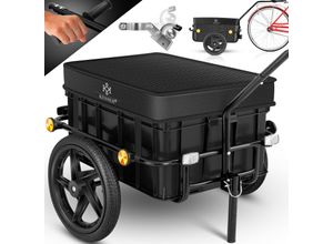 4260692719222 - KESSER® Fahrradanhänger Lastenanhänger Handwagen mit Kupplung Hochdeichsel für Fahrrad Transportanhänger Transportbox mit 70 Liter Volumen Max 60kg für Fahrräder mit 26 - 28