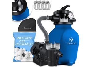 4260729118073 - KESSER® Sandfilteranlage Sandfilter + 700g Filterbälle ersetzen 25kg Filtersand 7-Wege Ventil mit Druckanzeige Poolfilter 10 m³ h Filteranlage Filterkessel für Pool Schwimmbecken 10200 L h