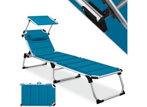 4260729116611 - KESSER® Sonnenliege SUN mit Dach Gartenliege Liegestuhl klappbar Sonnendach Verstellbarer Rückenlehne  ergonomisch gepolsterter Liegefläche Aluminium Liege Gartenstuhl tragbar Strandliege