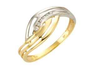 4006046290388 - Fingerring VIVANCE 333 - Gelbgold bicolor 6x Zirkonia Fingerringe Gr 052 (166) Gold bunt (mehrfarbig weiß) Damen Fingerringe