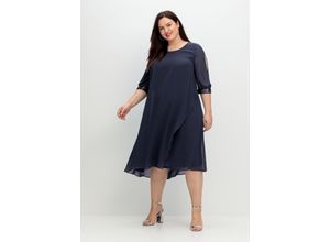 4063137050245 - Große Größen Abendkleid aus Georgette mit geschlitztem Ärmel tiefblau Gr44