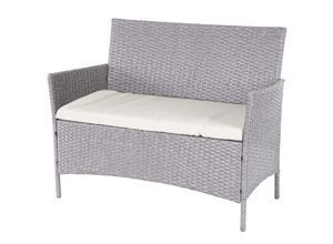 4057651293028 - Poly-Rattan Gartenbank Hamar Sitzbank Bank ~ grau Kissen creme