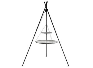 5902709570547 - Premium Schwenkgrill „TIPI“ 210 cm - Doppelrost aus Edelstahl 70 cm + 40 cm