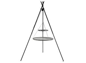 5902709570523 - Premium Schwenkgrill „TIPI“ 210 cm - Doppelrost aus Rohstahl 70 cm + 40 cm