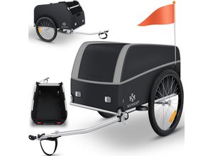 4255598310567 - KESSER® Fahrradanhänger Lastenanhänger Transportanhänger Hochdeichsel mit Kupplung Inkl Abdeckung Klappfunktion Hochdeichsel Anhänge für Fahrrad Transportbox mit 120 Liter Max 40 kg