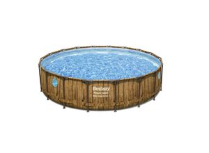 6941607311554 - Bestway® Power Steel™ Swim Vista Series™ Frame Pool Komplett-Set mit Filterpumpe Ø 549 x 122 cm Holz-Optik (Pinie) rund