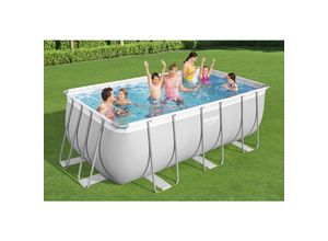 6942138986464 - Bestway® Power Steel™ Frame Pool-Set mit Filterpumpe 412 x 201 x 122 cm  lichtgrau eckig