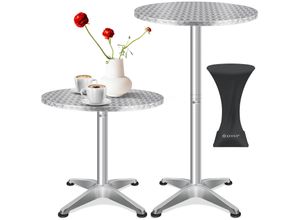 4255598325158 - KESSER® 2in1 Stehtisch Bistrotisch Aluminium Edelstahlplatte höhenverstellbar 70cm   115cm Partytisch Tisch In- & Outdoor Hochzeit Empfangstisch 4 Standfüße und Regencover