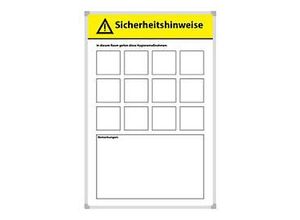 8712752109390 - Magnettafel Hygienehinweise 12 gelbe Magnete beschreibbar Stahlblech Aluminium weiß B 450 x H 600 mm