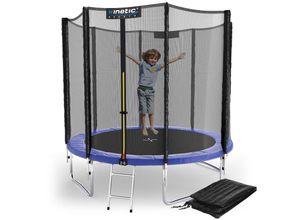 4260378786234 - KINETIC SPORTS Trampolin Outdoor Salto Plus Ø 183 244 305 366 400 430 490 cm - TÜV Rheinland geprüft Komplett-Set für Kinder USA Sprungtuch Netz Randpolster Leiter - bis zu 160kg Blau-2 Ø 183 cm Ø 183 cm Blau-2