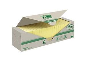 4054596723252 - Post-it Recycelte Haftnotizen 76 x 76 mm Kanariengelb 100 Blatt Vorteilspackung 18 + 6 Gratis