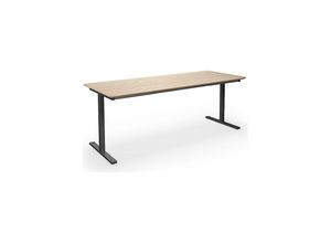 4061753269102 - Mehrzwecktisch DUO-T Trend gerade Platte abgerundete Ecken Tiefe 800 mm Breite 1800 mm Eiche schwarz kaiserkraft