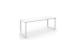4061753268549 - Mehrzwecktisch DUO-O Trend gerade Platte abgerundete Ecken Tiefe 800 mm Breite 1800 mm weiß   weiß kaiserkraft