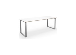 4061753268228 - Mehrzwecktisch DUO-O Trend gerade Platte Tiefe 800 mm Breite 1800 mm weiß   silber kaiserkraft