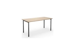 4061753267788 - Mehrzwecktisch DUO-C Trend gerade Platte abgerundete Ecken Tiefe 800 mm Breite 1400 mm Eiche schwarz kaiserkraft