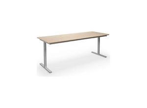 4061753269096 - Mehrzwecktisch DUO-T Trend gerade Platte abgerundete Ecken Tiefe 800 mm Breite 1800 mm Eiche silber kaiserkraft