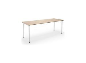 4061753267917 - Mehrzwecktisch DUO-C Trend gerade Platte abgerundete Ecken Tiefe 800 mm Breite 1800 mm Eiche weiß kaiserkraft
