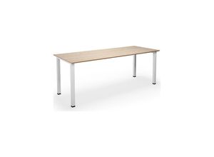 4061753269416 - Mehrzwecktisch DUO-U Trend gerade Platte Tiefe 800 mm Breite 1800 mm Eiche weiß kaiserkraft