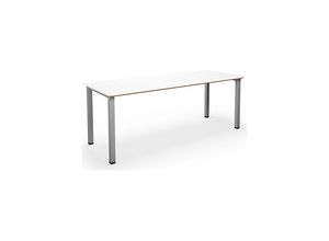 4061753269720 - Mehrzwecktisch DUO-U Trend gerade Platte abgerundete Ecken Tiefe 800 mm Breite 1800 mm weiß silber kaiserkraft