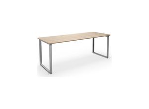 4061753268495 - Mehrzwecktisch DUO-O Trend gerade Platte abgerundete Ecken Tiefe 800 mm Breite 1800 mm Eiche   silber kaiserkraft