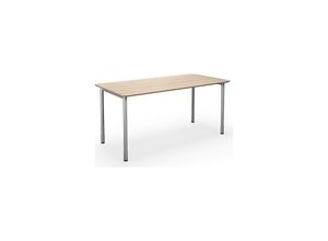4061753267771 - Mehrzwecktisch DUO-C Trend gerade Platte abgerundete Ecken Tiefe 800 mm Breite 1400 mm Eiche silber kaiserkraft