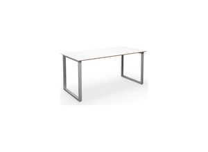 4061753268105 - Mehrzwecktisch DUO-O Trend gerade Platte Tiefe 800 mm Breite 1400 mm weiß   silber kaiserkraft