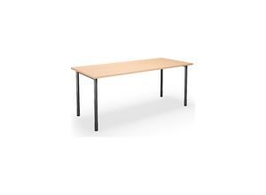 4061753262202 - Mehrzwecktisch DUO-C gerade Platte HxT 700 - 800 x 800 mm Breite 1600 mm Birke schwarz kaiserkraft