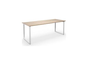 4061753268211 - Mehrzwecktisch DUO-O Trend gerade Platte Tiefe 800 mm Breite 1800 mm Eiche   weiß kaiserkraft