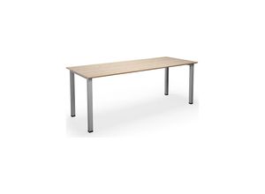 4061753269393 - Mehrzwecktisch DUO-U Trend gerade Platte Tiefe 800 mm Breite 1800 mm Eiche silber kaiserkraft