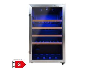 4062048008338 - TroniTechnik® Weinkühlschrank Getränkekühlschrank 126 Liter 63 Flaschen Wein Kühlschrank Edelstahl-Optik mit LED