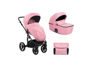 3801001021288 - Kikkaboo Kinderwagen Amani 2 in 1 Babywanne Sportsitz Wickeltasche Matratze rosa