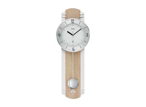 4037445154124 - Funk-Pendelwanduhr AMS F5291 braun (braun silberfarben) Wanduhren B H L 7cm x 60cm x 22cm QuarzuhrHolzgehäuseEsszimmerWohnzimmer