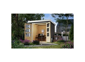 Image of Karibu Hybrid Gartenhaus Hollywood terragrau inkl. Fußboden Gartenlaube Geräteschuppen Gartenhütte