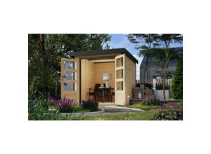 Image of Karibu Hybrid Gartenhaus Hollywood naturbelassen inkl. Fußboden Gartenlaube Geräteschuppen Gartenhütte