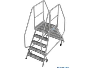 4009199821331 - Podestleiter mit R13-Rutschhemmung mit beidseitigem Aufstieg 2x5 Stufen inkl Plattform