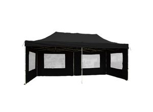 Image of VCM PROFI Faltpavillon Partyzelt 3x6 m schwarz mit Seitenteilen wasserdichtes Dach