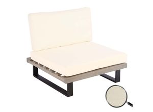 4057651709413 - Lounge-Sessel MCW-H54 Garten-Sessel Spun Poly Akazie Holz MVG-zertifiziert Aluminium ~ grau Polster cremeweiß